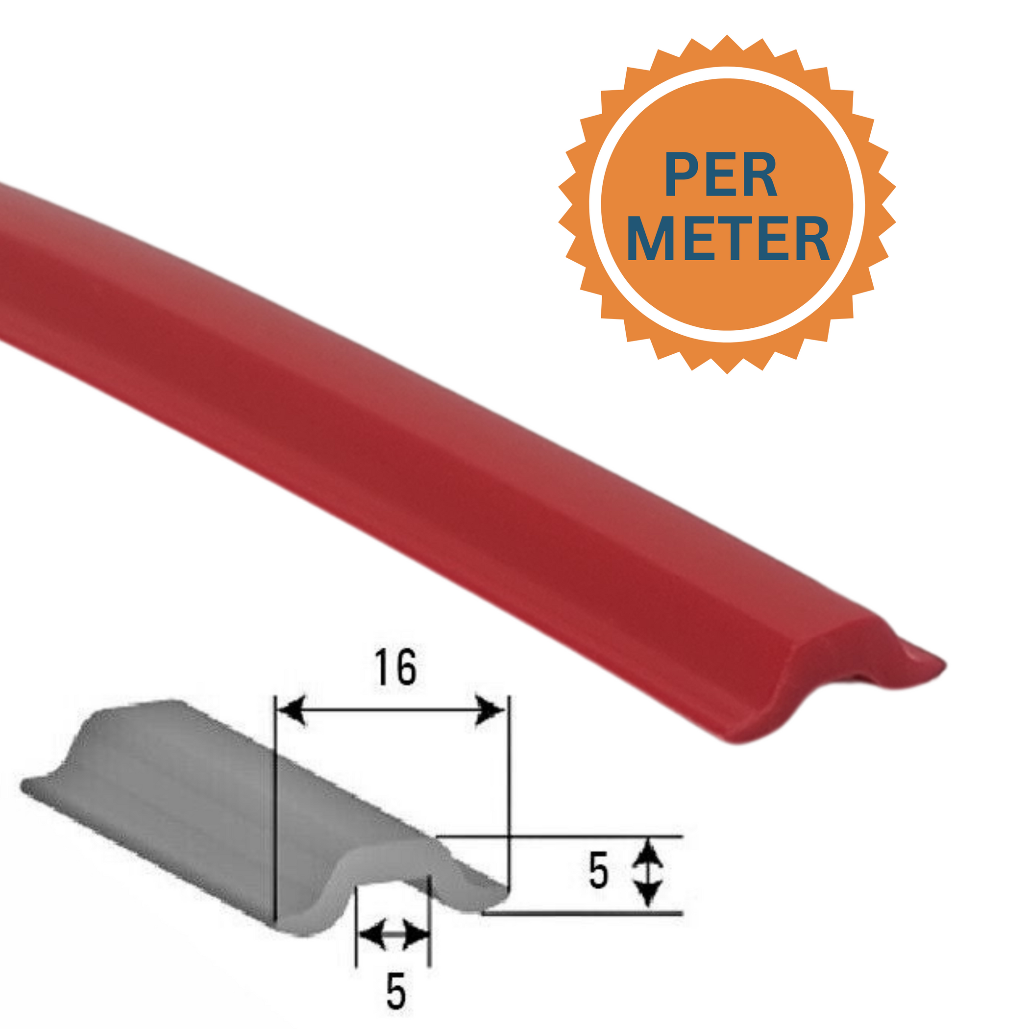 Red Gunwale Rubber Insert Per Metre — MW Boating