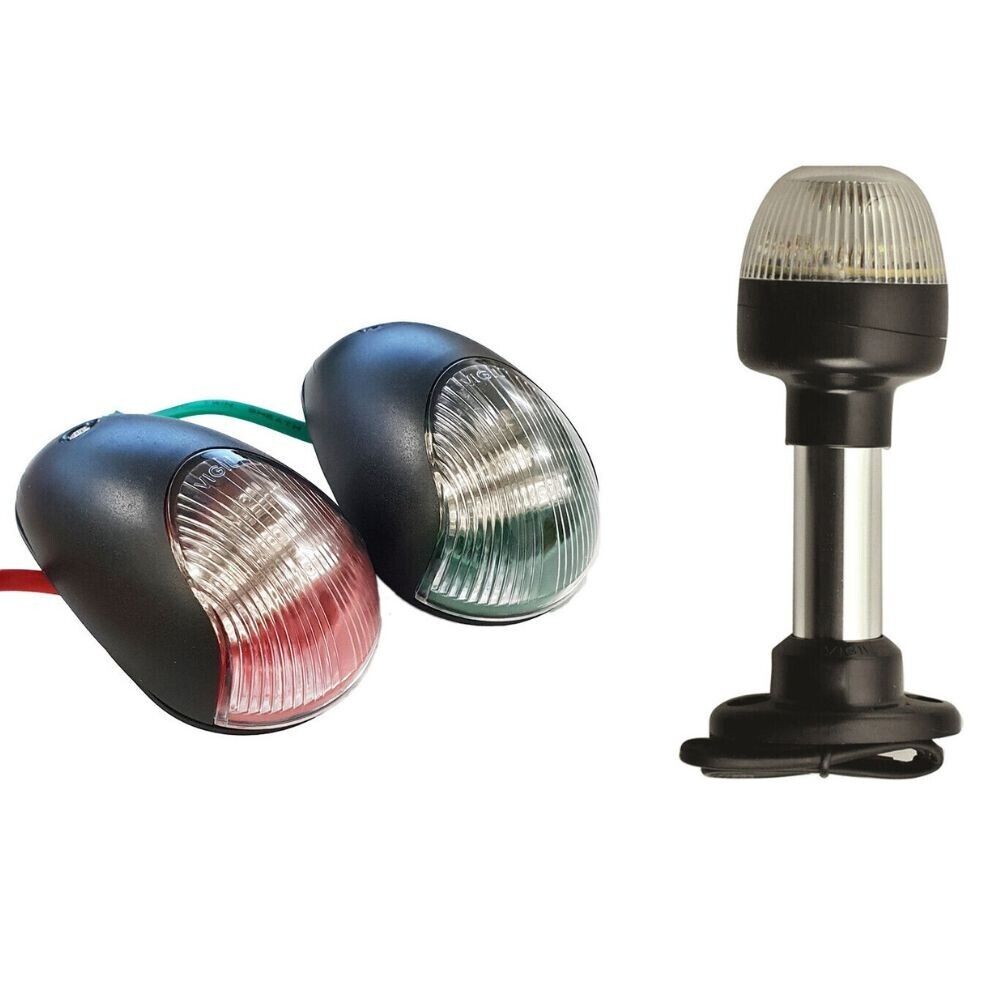 Navigation Lights Kit Black LED Side Lights with 120mm Cabin Top Ancho ...