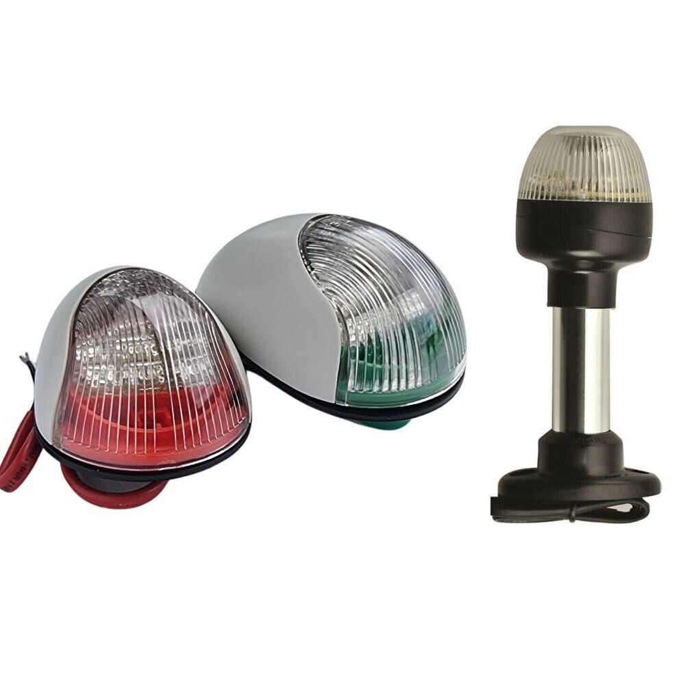 Navigation Lights Kit White LED Side Lights with 120mm Cabin Top Ancho ...