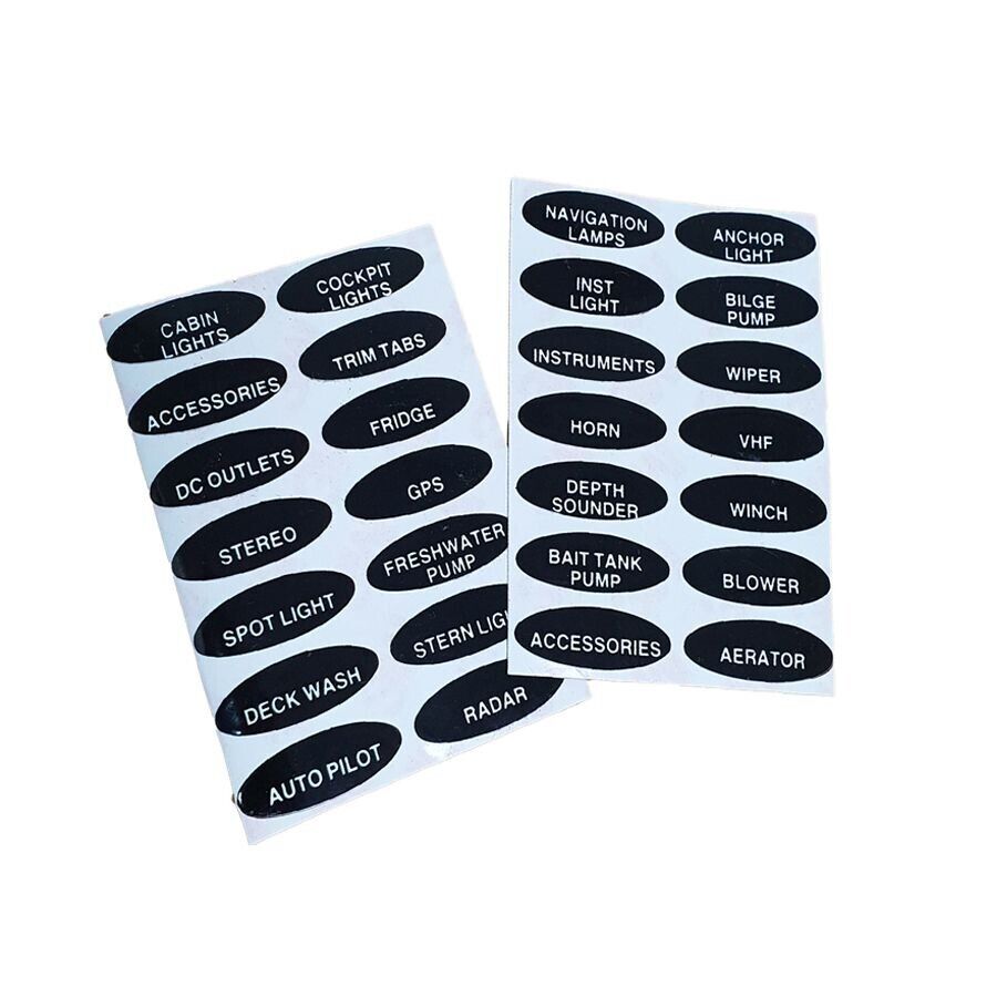 Oval Switch Panel Labels Set — MW Boating