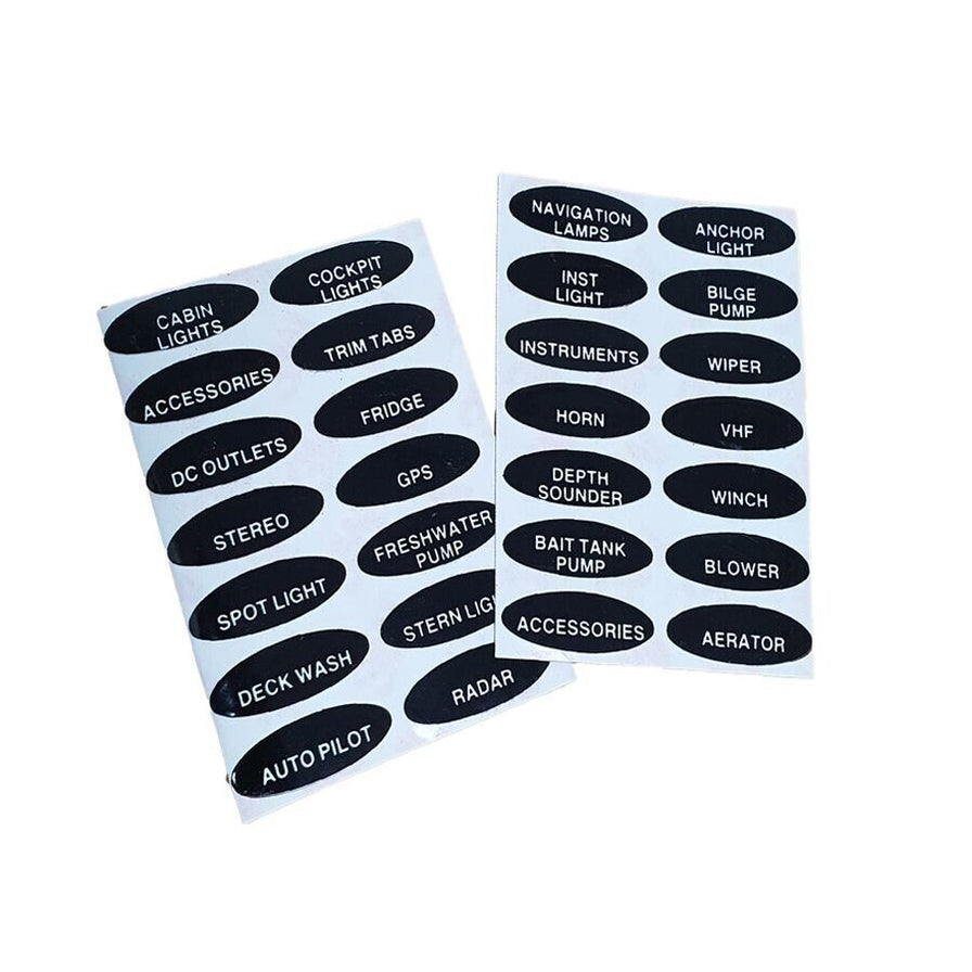 Oval Switch Panel Labels Set — MW Boating